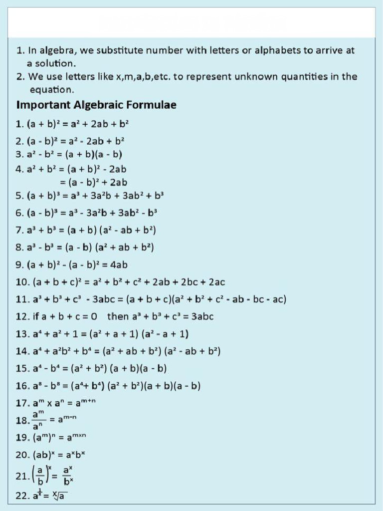 Introduction to Algebra Concepts | PDF
