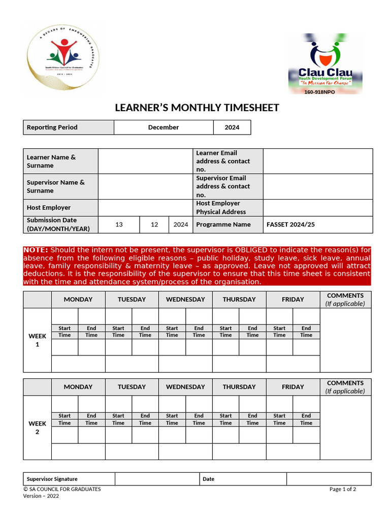 Fasset Timesheet 2024 | PDF