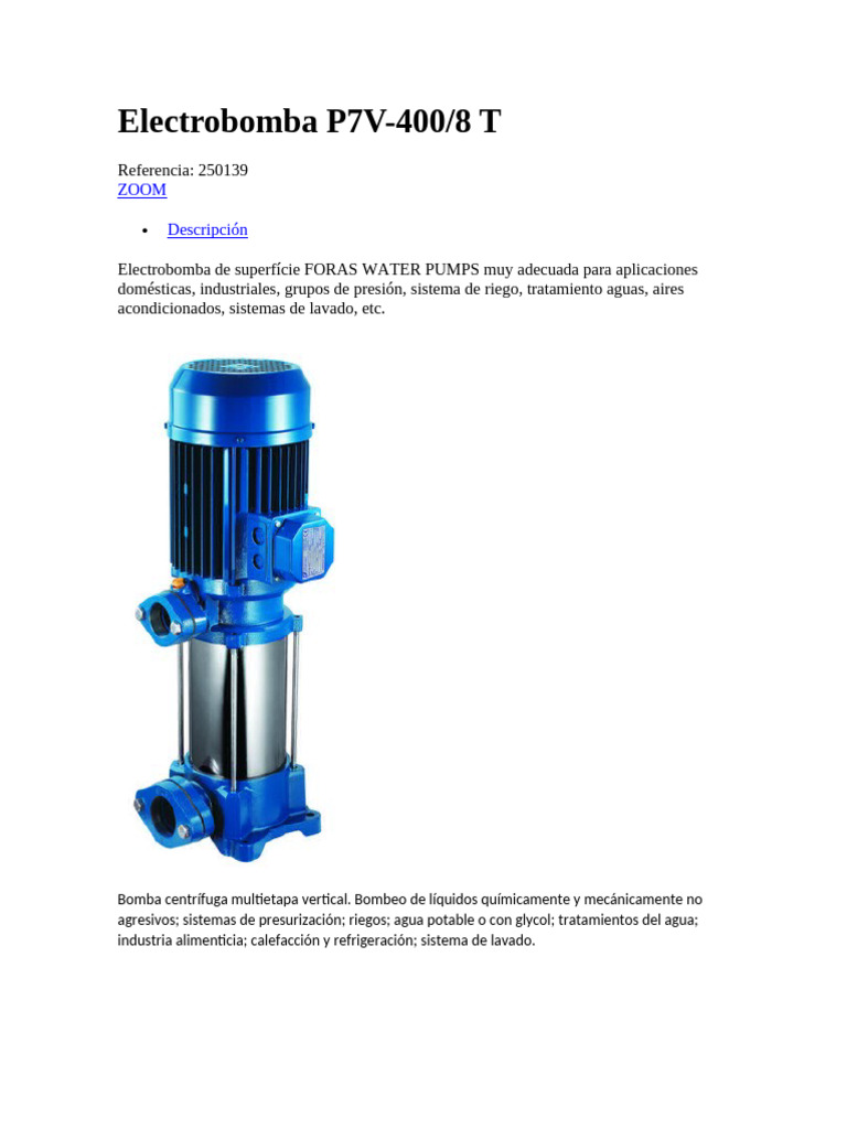 Electrobomba Multietapa Versátil | PDF