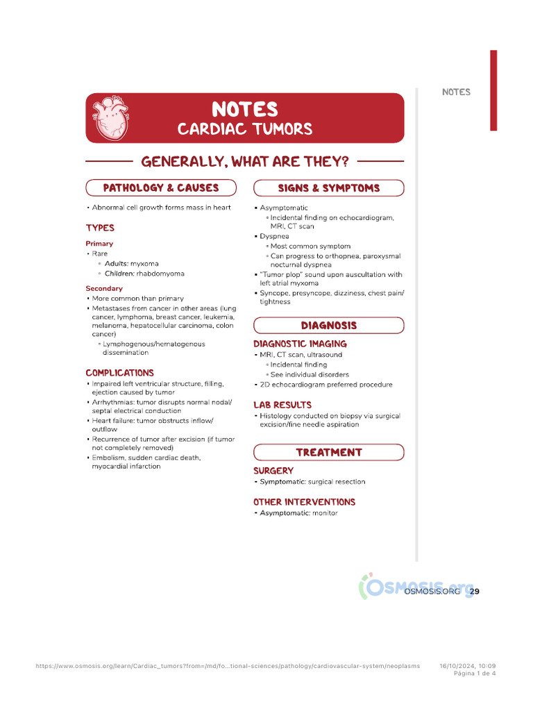 Cardiac Tumors - Video, Causes, & Meaning - Osmosis | PDF