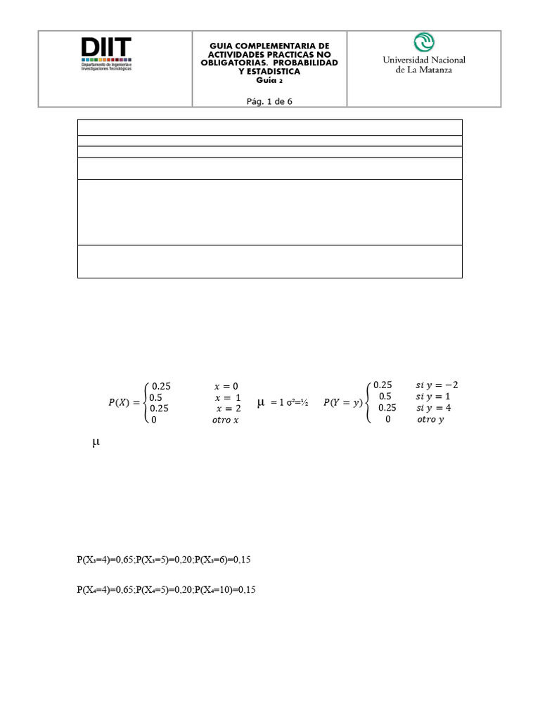 Variables Aleatorias: Guía Práctica | PDF | Variable aleatoria | Teoría estadística