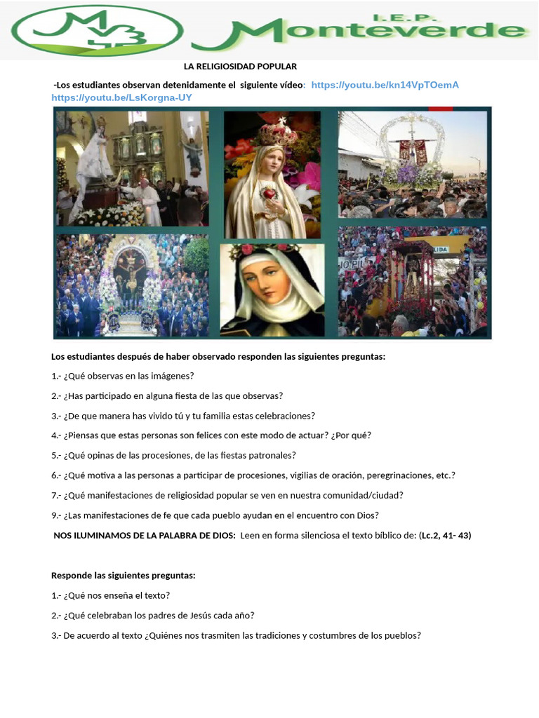 Religiosidad Popular: Fe y Tradiciones | PDF | Religión popular | Oración