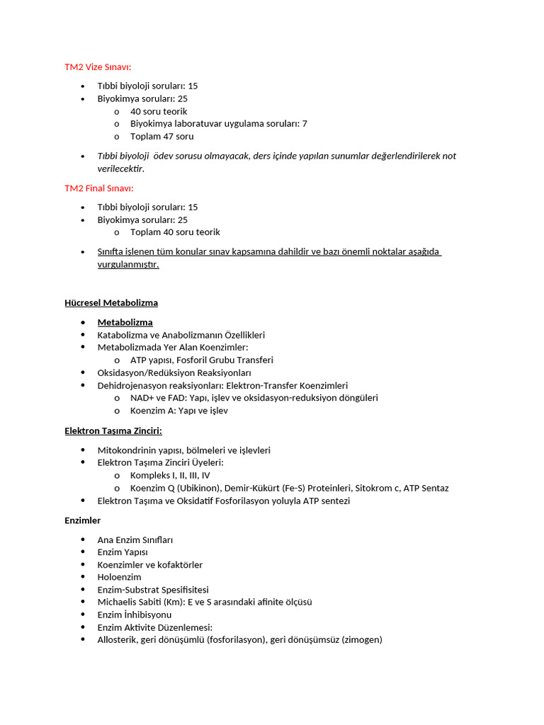 TM2 Vize-Final Konu Başlıkları | PDF