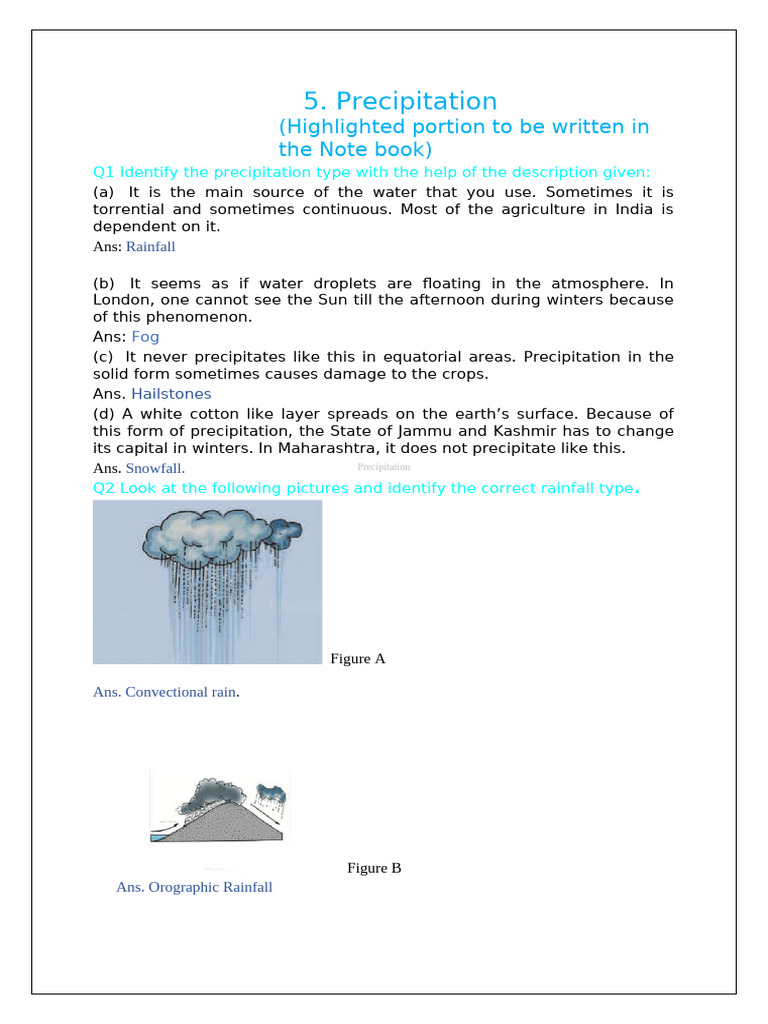 Answer Key Precipitation | PDF | Precipitation | Rain