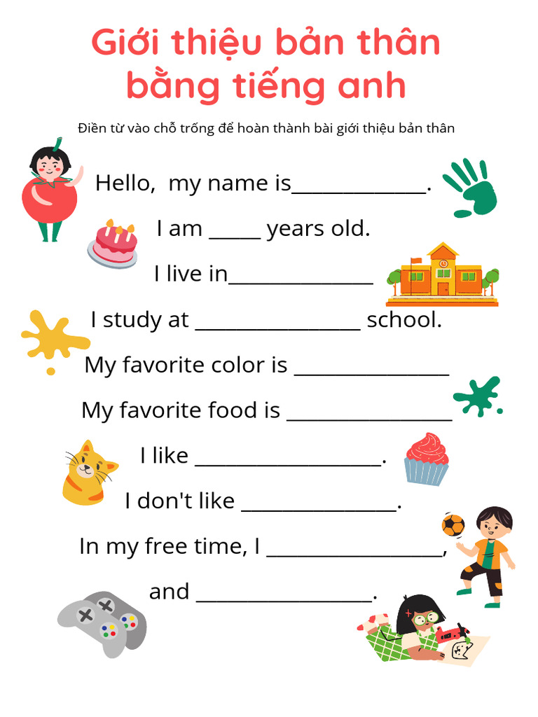 Self Introduction Worksheets | PDF