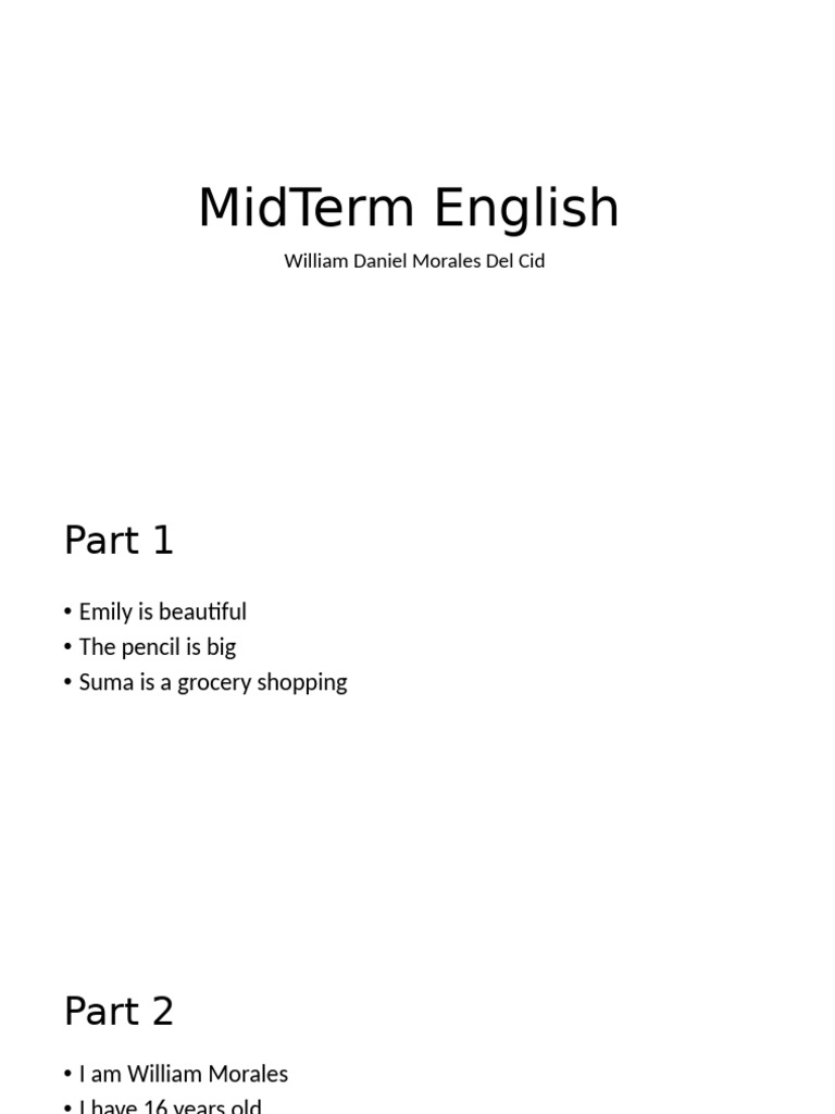 MidTerm English Assessment Overview | PDF
