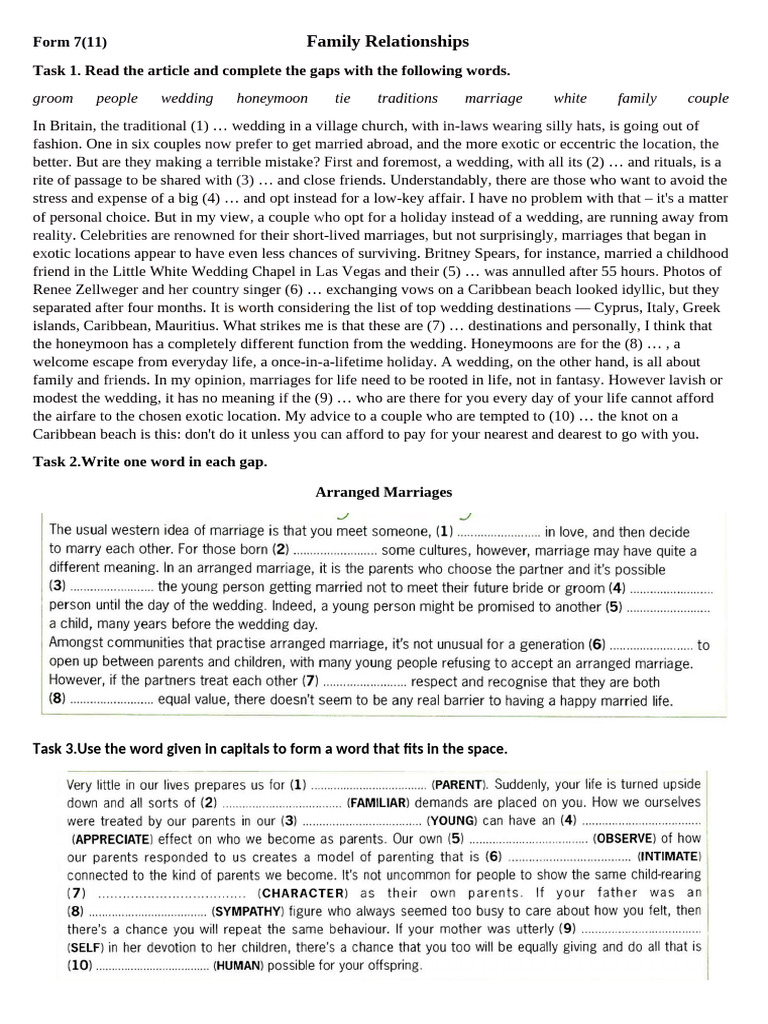 Test Family Relationships | PDF | Wedding | Marriage