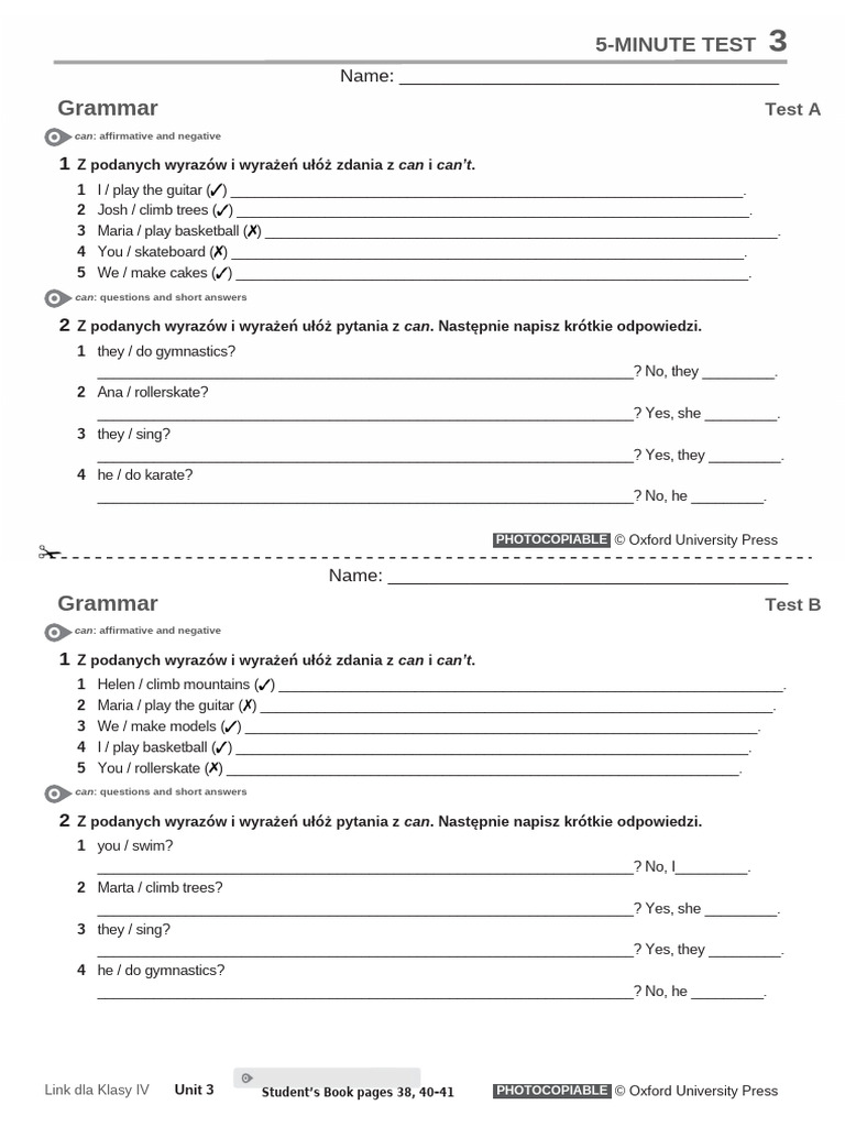 Link L4 U3 5min Test Grammar | PDF