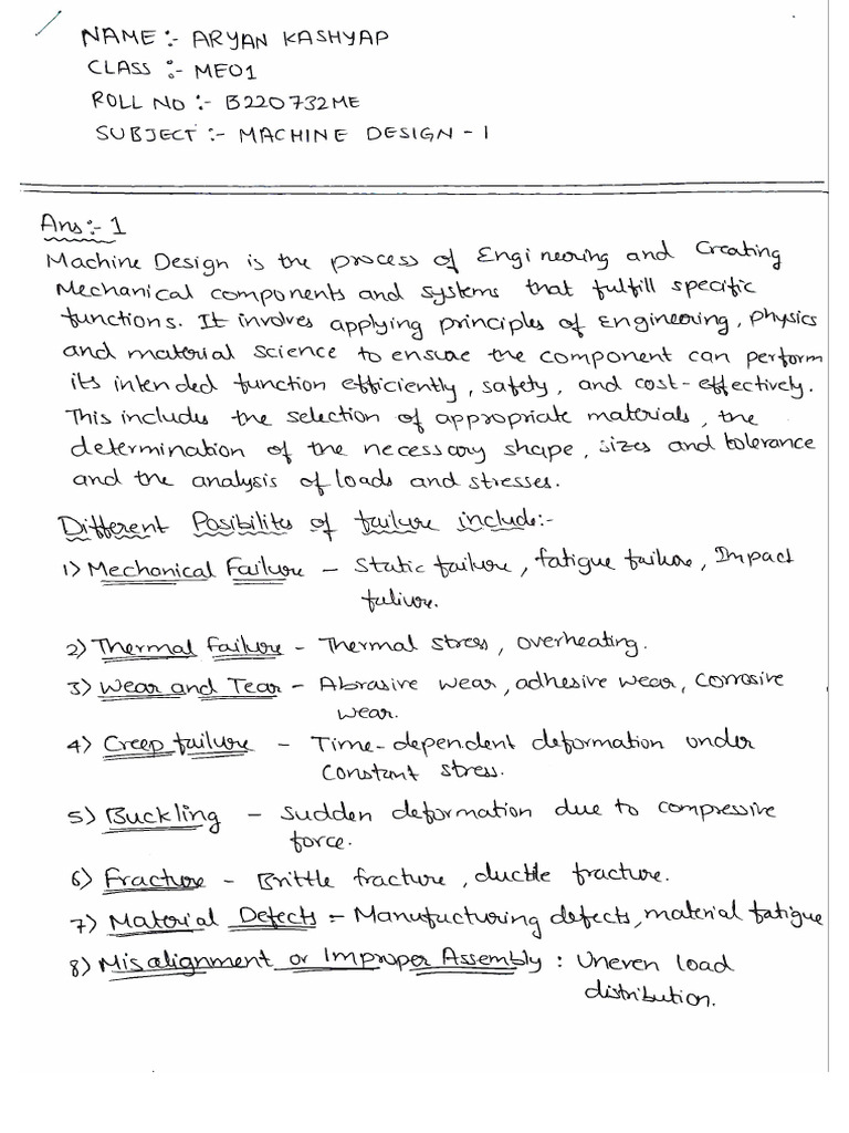 Mechanical Design Assignment Problems | PDF