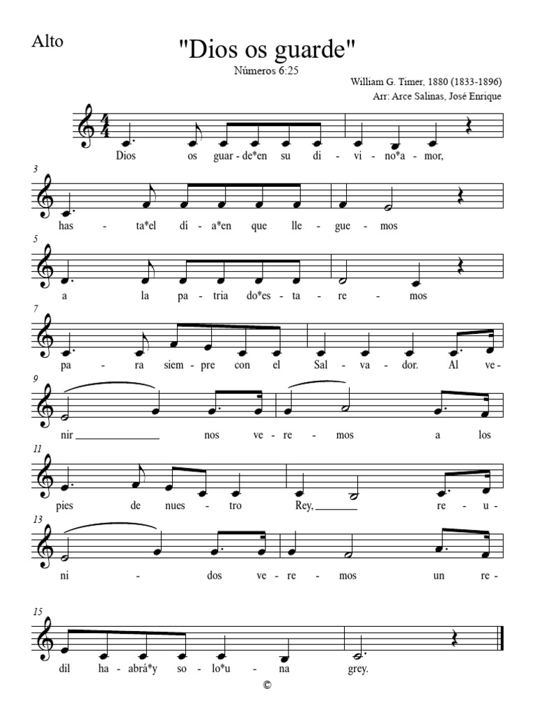 HIMNO 51 - Dios os guarde - Arreglo 4 voces - Alto | PDF