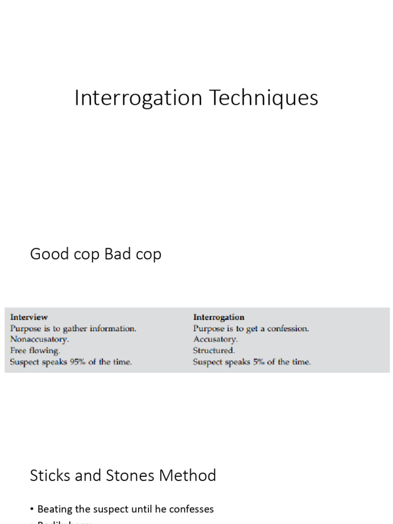 Interrogation Techniques | PDF | Interrogation | Law Enforcement