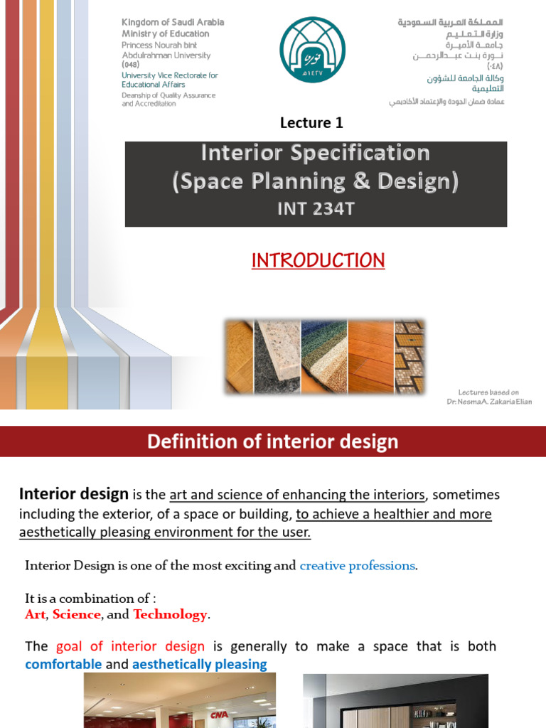 Lect. 1 Introduction to Interior Specification | PDF | Interior Design | Creativity