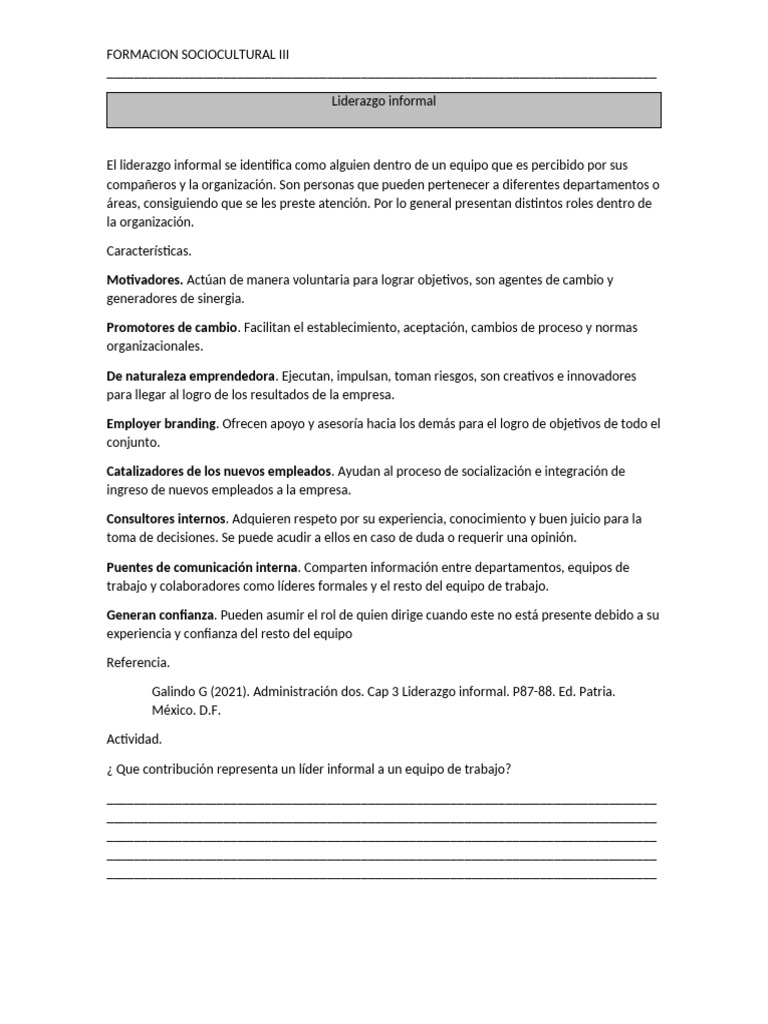 Liderazgo Informal | PDF