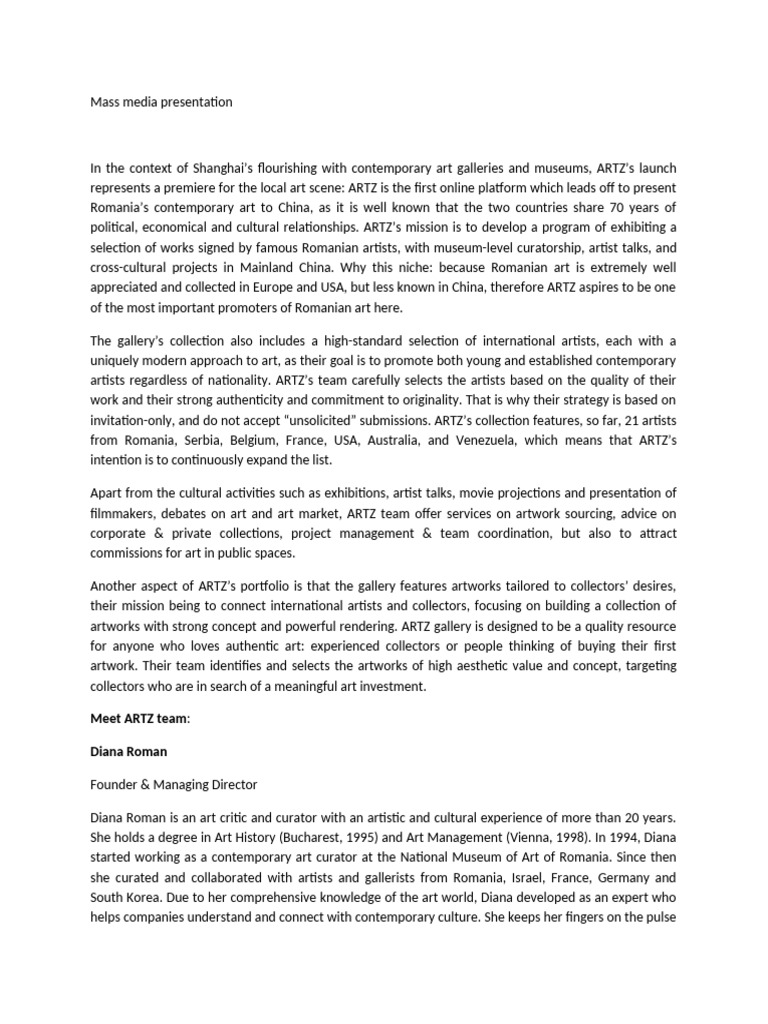 Mass Media Presentation | PDF | The Arts