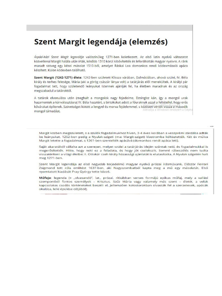 Szent Margit Legendája | PDF