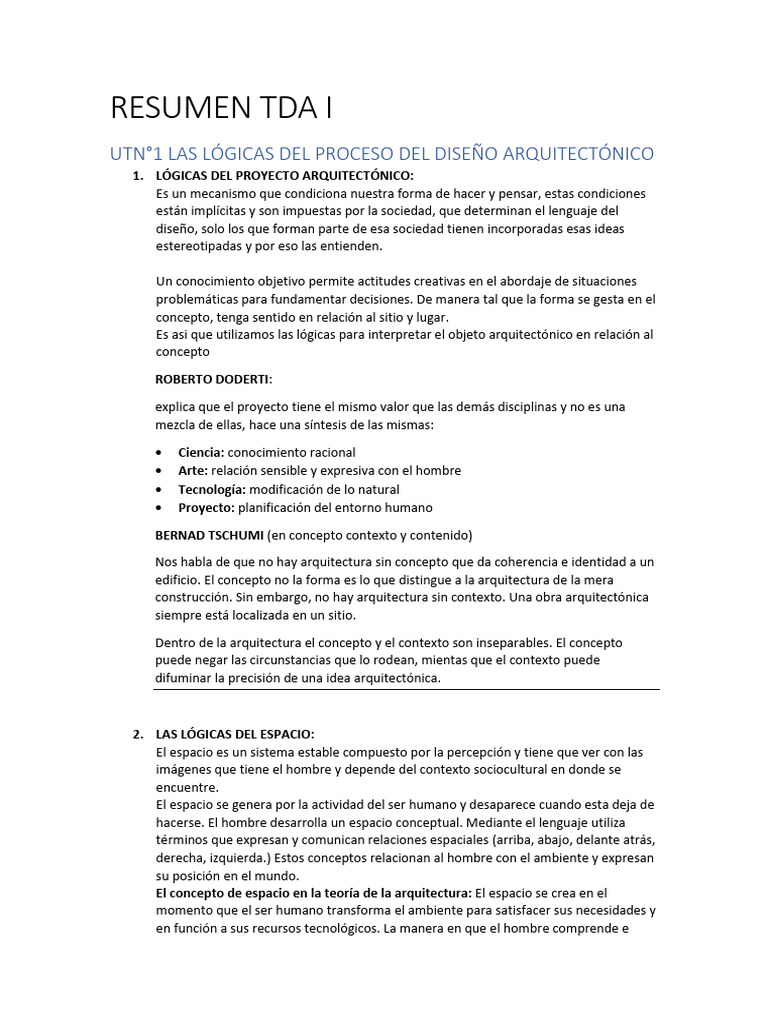 Resumen Tda I | PDF | Diseño | Pensamiento