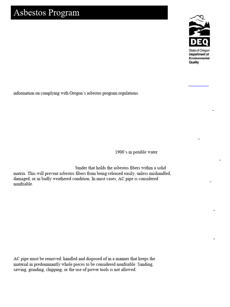 Asbestos Cement Pipe Removal Guide | PDF | Asbestos