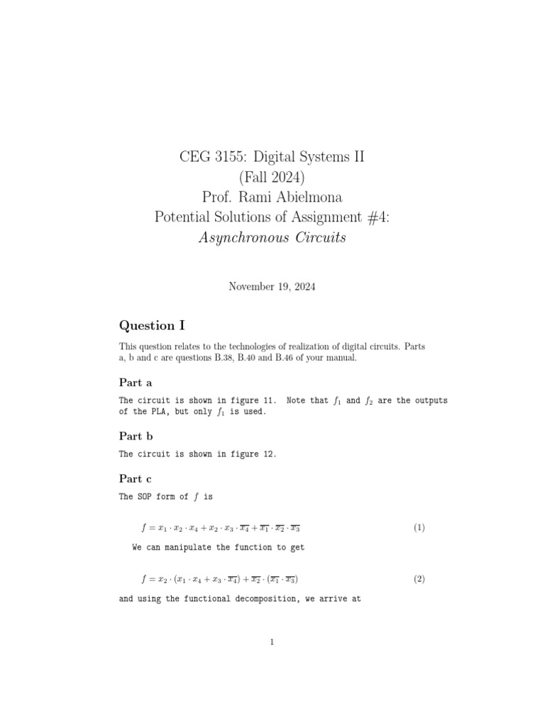Asynchronous Circuits Assignment Solutions | PDF | Electrical Circuits | Electronic Circuits