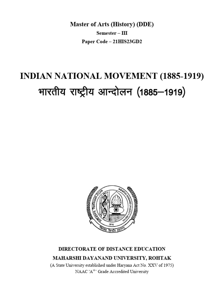 Indian National Movement - 1885-1919 | PDF | British Raj | Indian ...