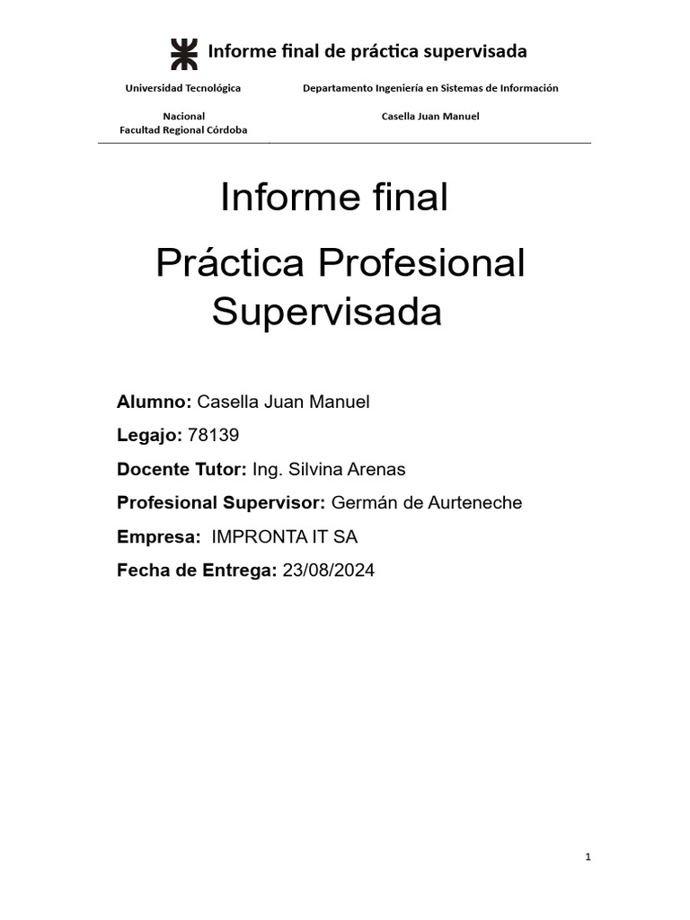 Informe Final PPS - Juan Manuel Casella | PDF | Software | Sistema de información geográfica