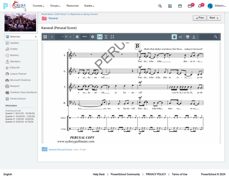 Kanaval (Perusal Score) Schoology | PDF