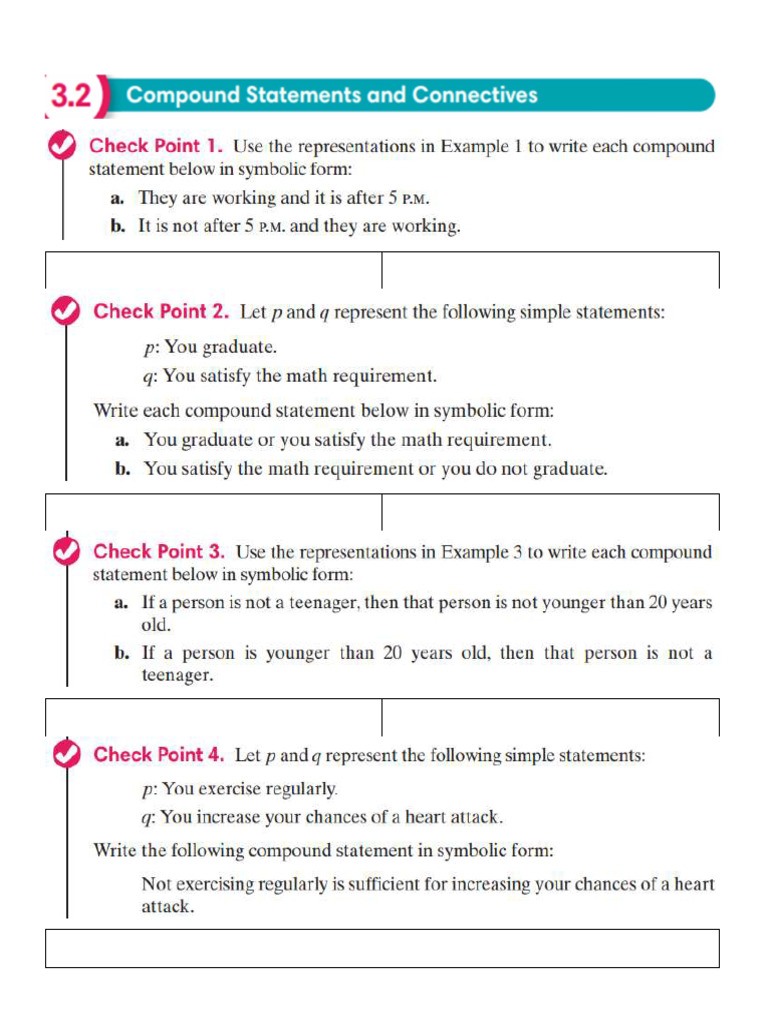 3.2+practice Compound+Statements+and+Connectives | PDF