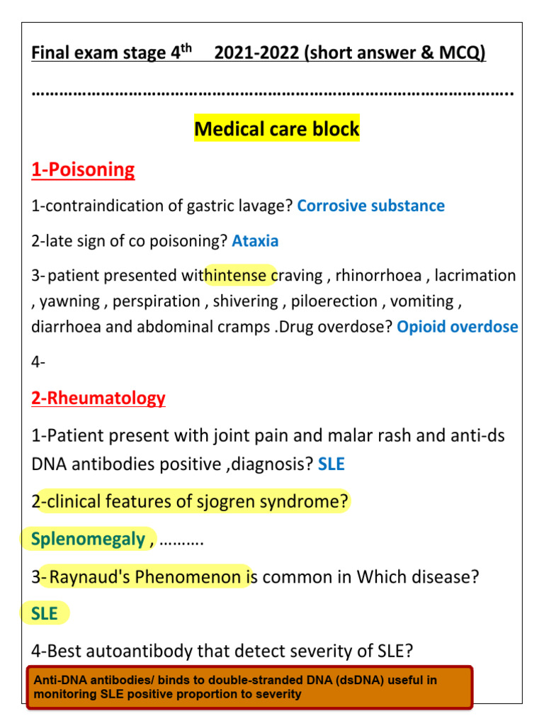 1-Poisoning: Medical Care Block | PDF | Heart Failure | Diseases And ...