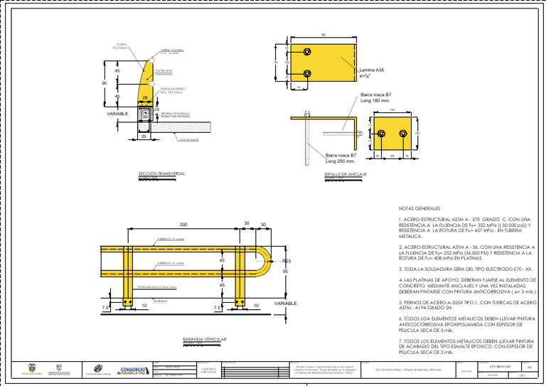 Detalle de Baranda Vehicular | PDF | Ingeniería estructural | Hierro