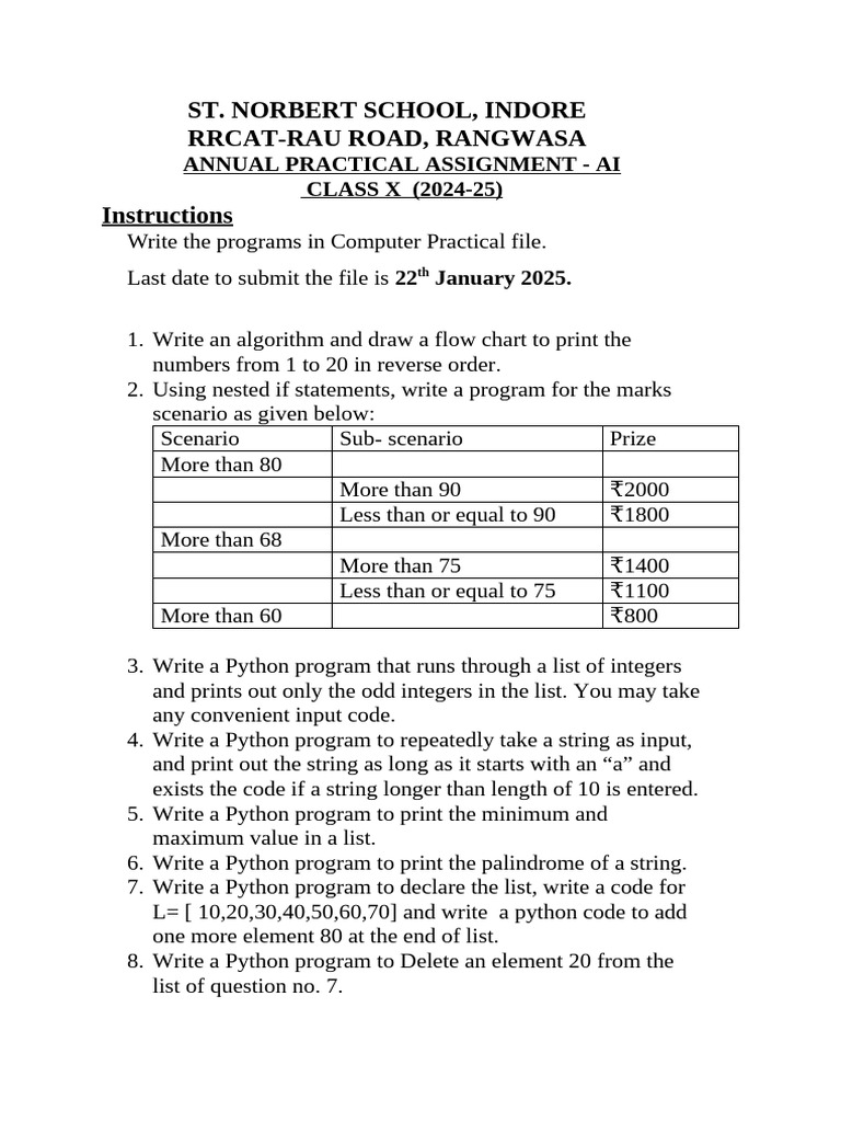 Class X AI Practical Assignment | PDF | String (Computer Science) | Computer Program