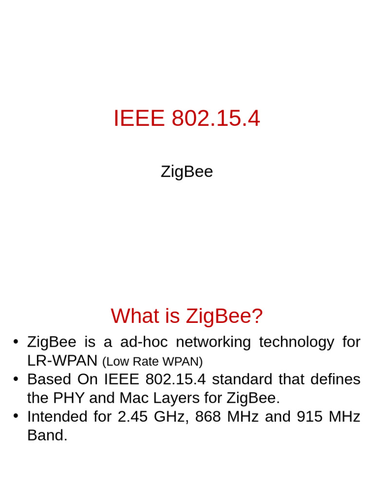 IEEE 802.15.4-Zigbee | PDF | Computer Network | Bluetooth