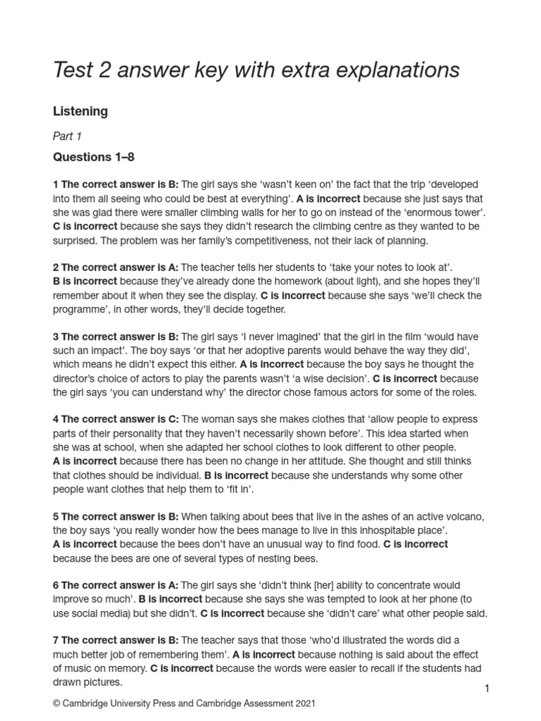 B2 First for Schools Test 2 Answers | PDF