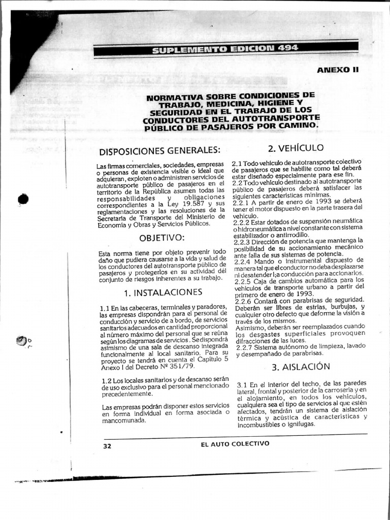 Ley 19587 Anexo II - Higiene y Seguridad de Los Conductores | PDF