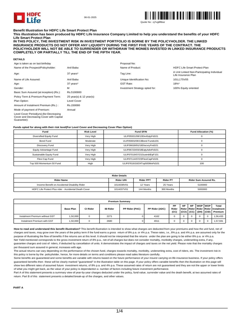 HDFC Life Smart Protect Plan Overview | PDF | Insurance | Financial ...