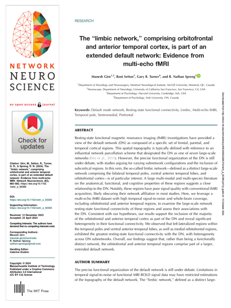 limbic network OFC | PDF | Cingulate Cortex | Functional Magnetic ...
