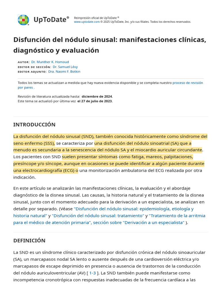 BRADICARDIA SINUSAL - Disfunción Del Nódulo Sinusal - Manifestaciones ...