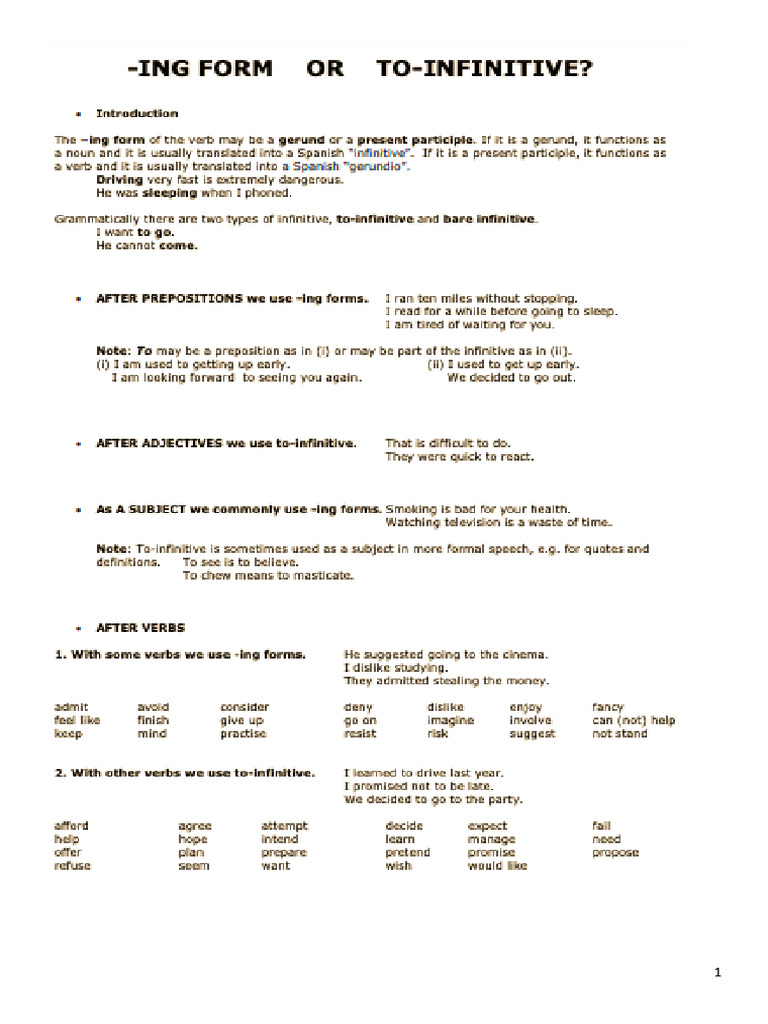 Verbs Followed by Infinitive List | PDF | English Language | Subject ...