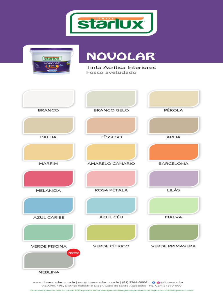 Cores da Tinta Starlux | PDF | Cor | Modelo de cores RGB