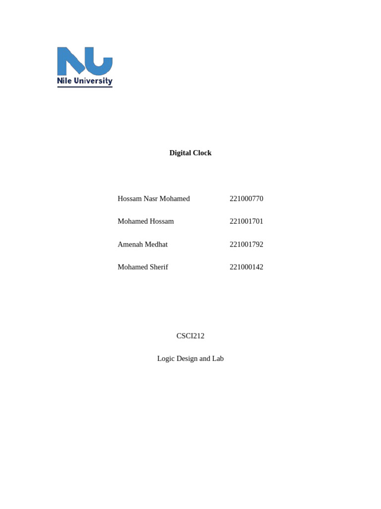 Digital Clock report logic | PDF