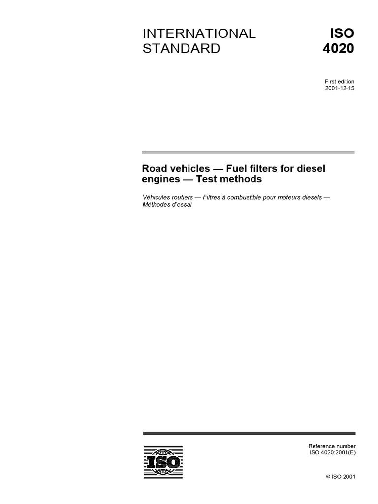Iso 4020 | PDF | Filtration | International Organization For Standardization