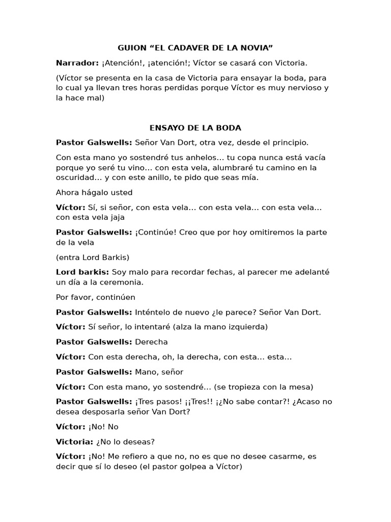 Guión El Cadáver de La Novia | PDF