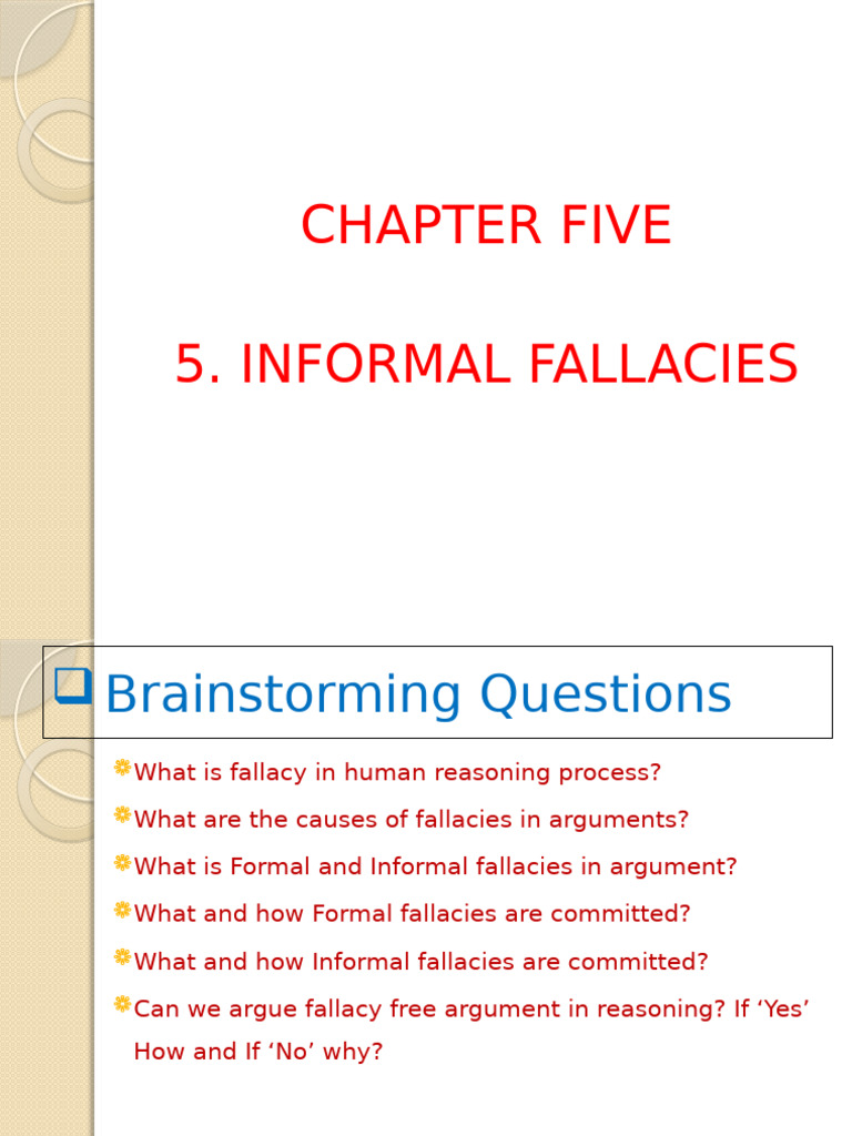 Chapter Five PPT (Fallacy) | PDF | Fallacy | Argument