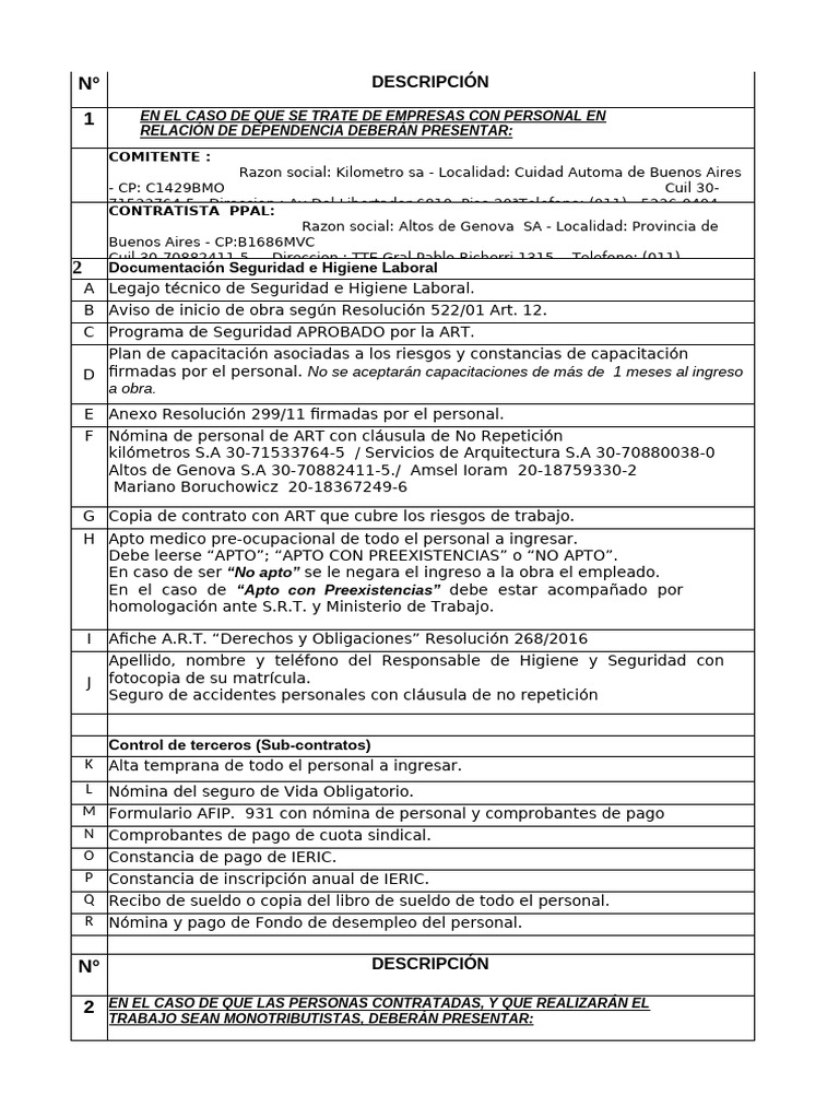 Requisitos para contratistas.... (7) | PDF | Seguro