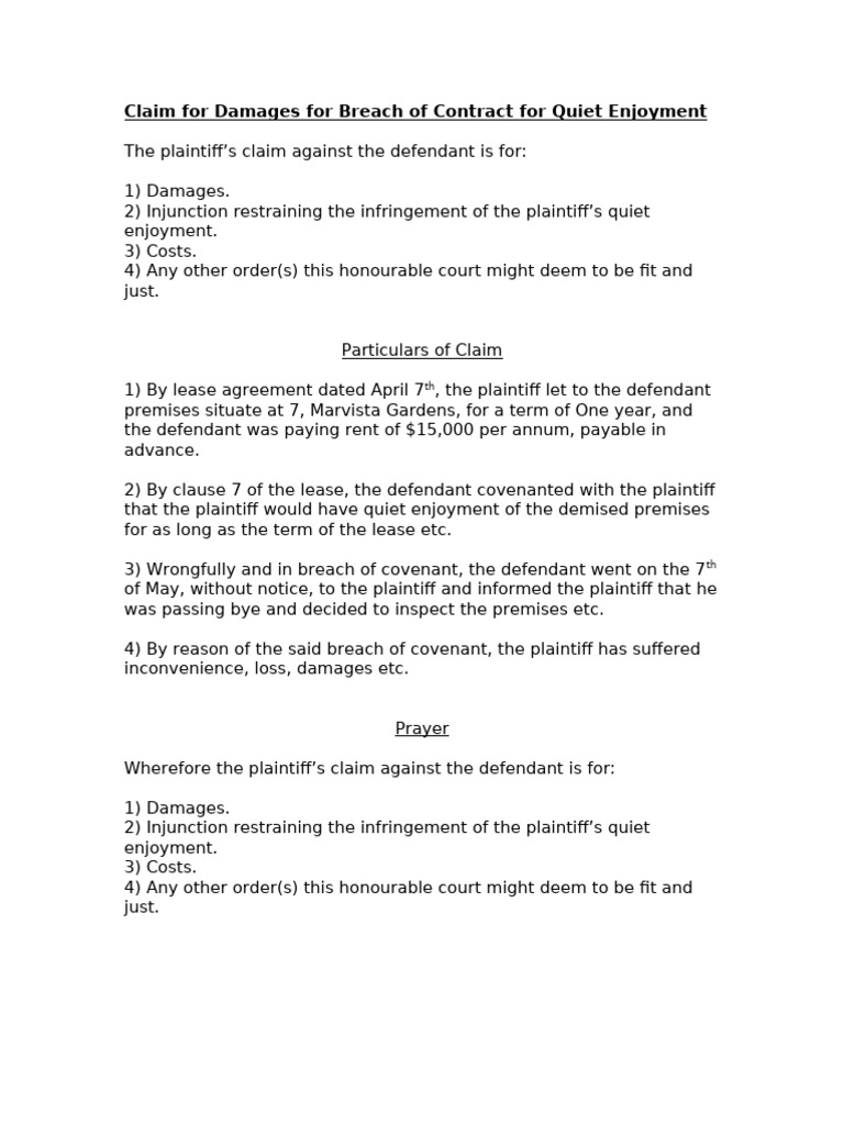 Quiet Enjoyment | PDF