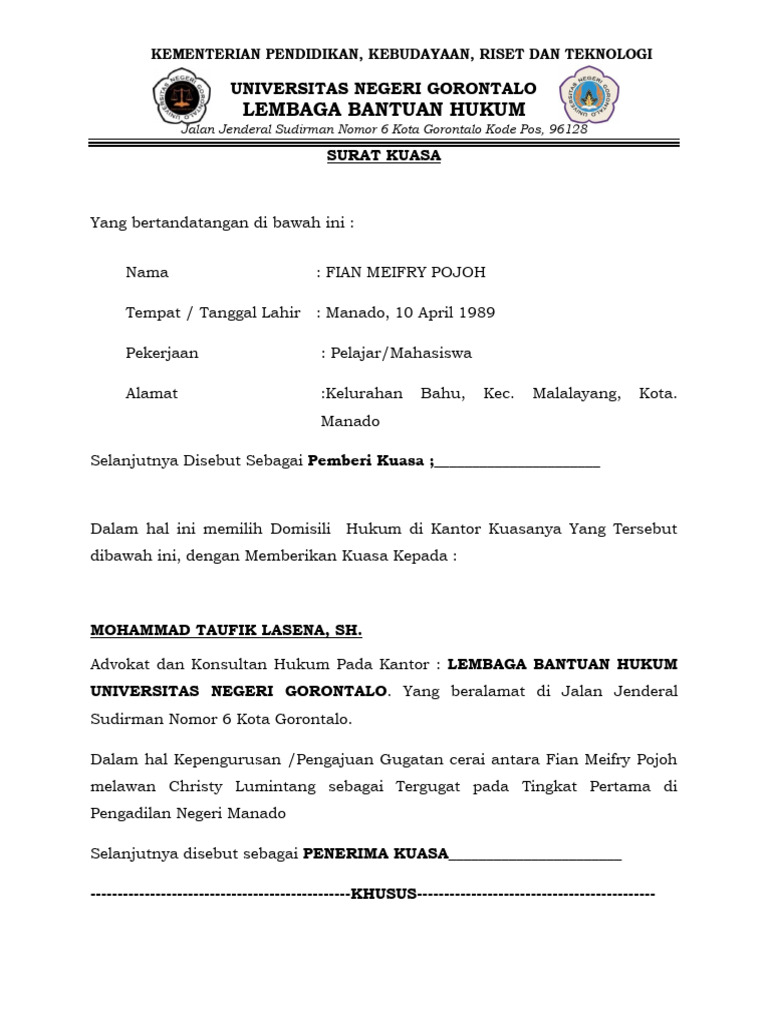 Surat Kuasa LBH | PDF