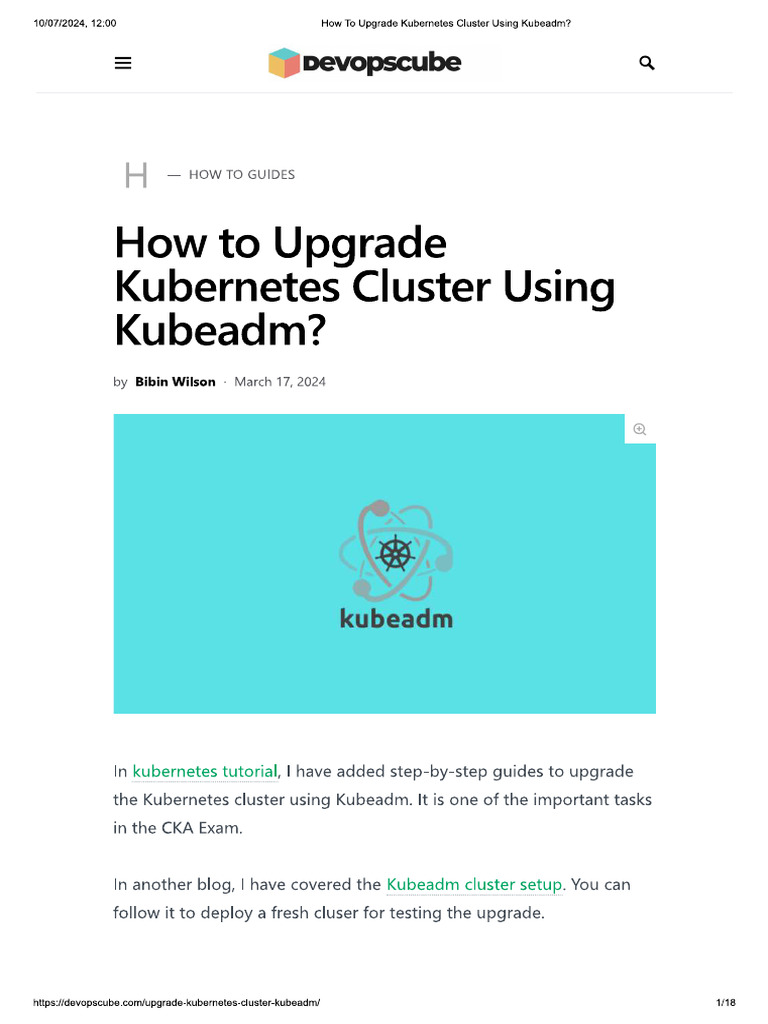 Upgrade Kubernetes Cluster | PDF