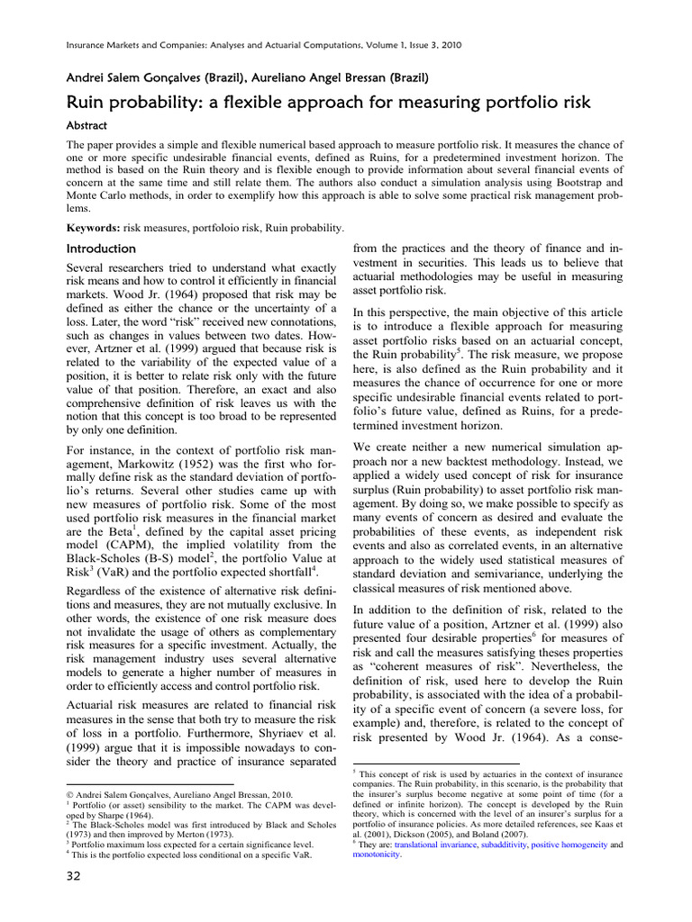 Ruin Probability A Flexible Approach For | PDF | Risk | Monte Carlo Method