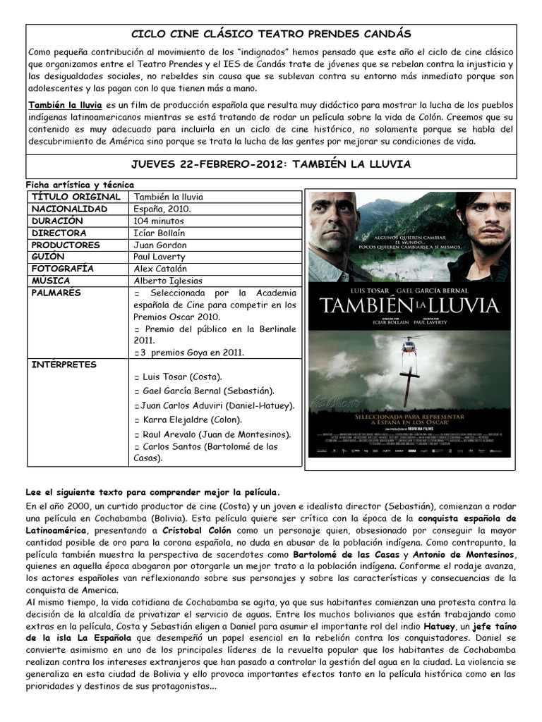 Ciclo de Cine Clásico: También la Lluvia | PDF