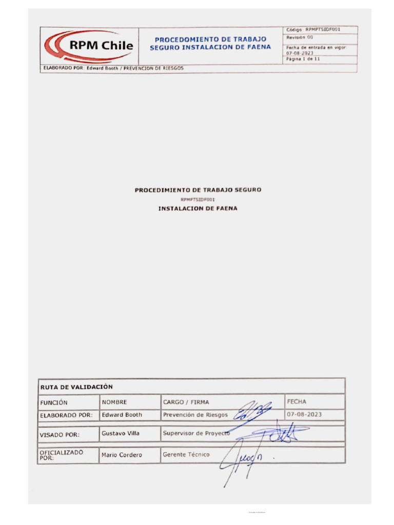 Procedimiento Instalacion de Faena | PDF | Soldadura | Construcción