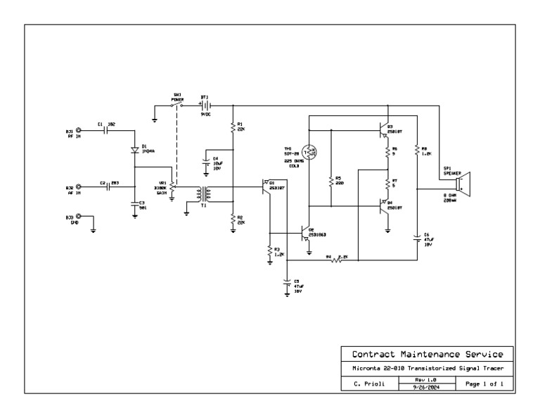 Micronta 22-010 Transistorized Signal Tracer Schematic Diagram | PDF