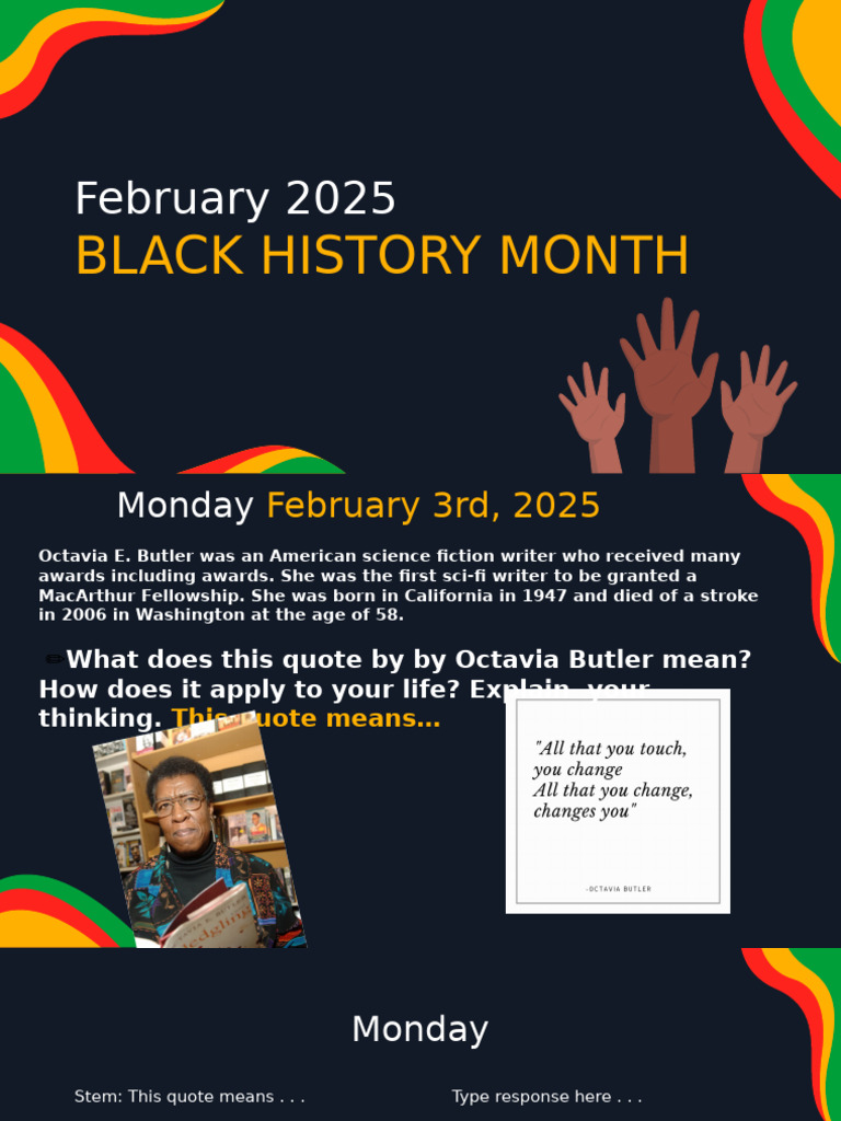 Monday Black History Bellringers (Feb 3-7) | PDF